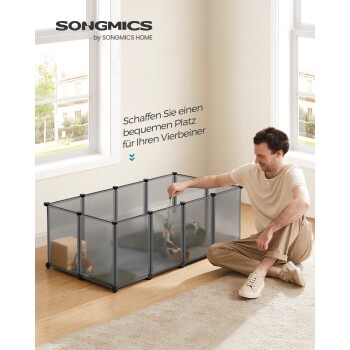 SONGMICS L-XL Freigehege mit Bodenplatten grau 1,25 m, 63 cm, 42 cm ...